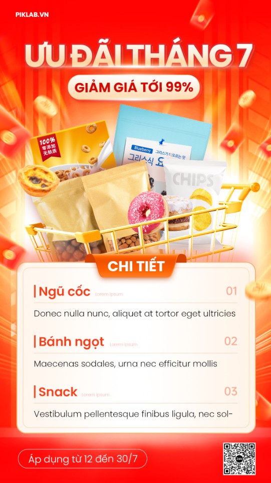 Food Products Sale Banner, Vibrant Orange and Red Theme with Shopping ...