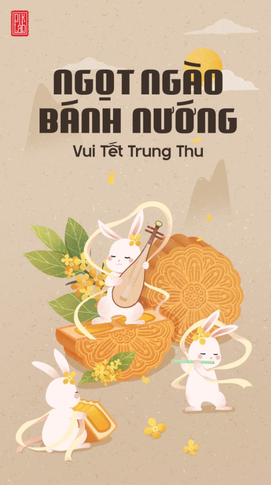 Mid-Autumn Festival Mooncake Banner, a half and Full Mooncake with ...