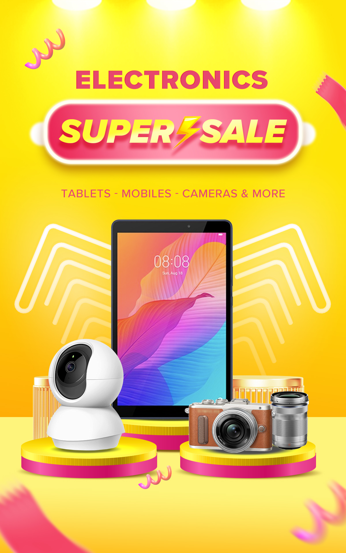 Electronics Super Sale Summer Yellow Poster E Commerce Templates ...
