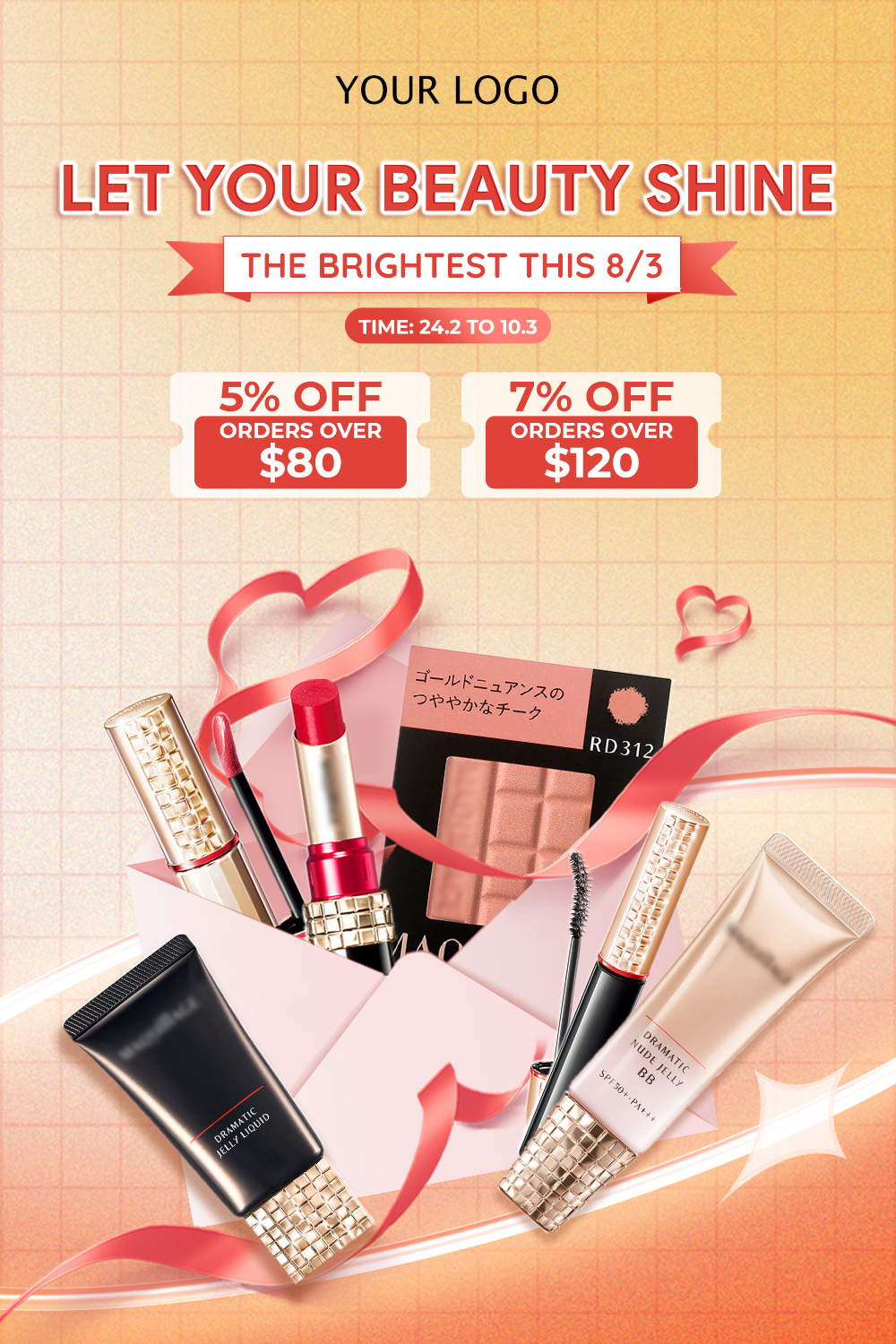 Cosmetic Promotion Sale Offer Banner Poster E-commerce Platform Make up ...