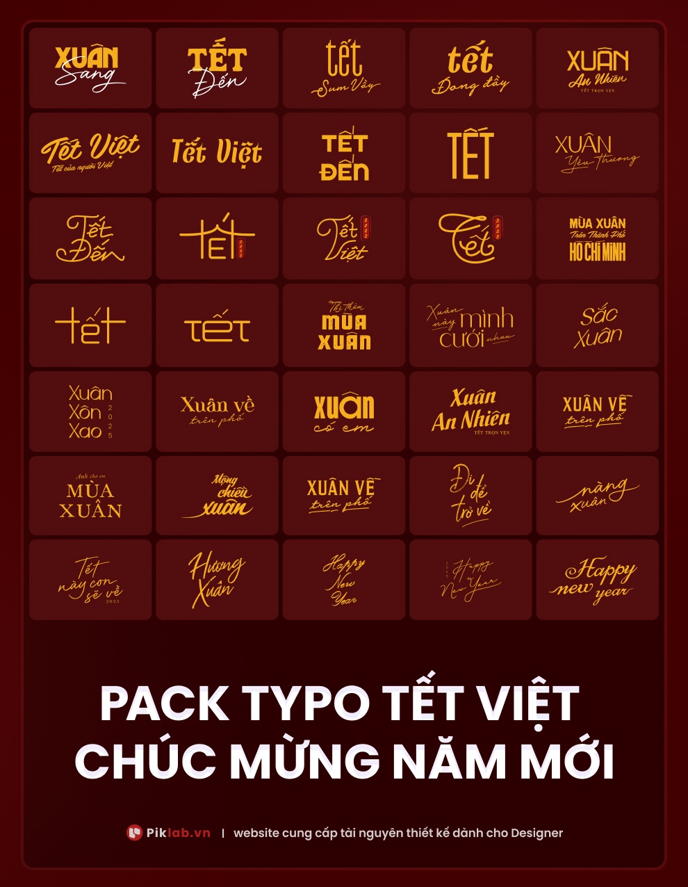 Pack Typo Tết Việt, Chúc mừng năm mới, Happy New Year