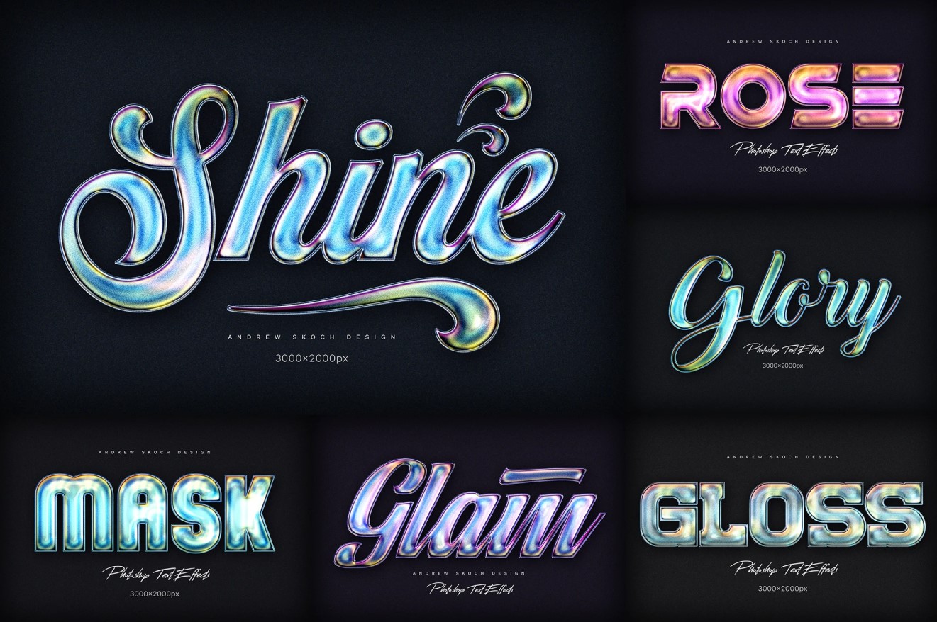 Pack 6 file gradient holographic text effects - piklabvip pack5